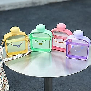 380ML/12.8 Oz Creative Toast Bread Water Bottle,Reusable Portable Leak-Proof Direct Drinking Juice Bottle with Adjustable Shoulder Strap for Beautiful Girls and Students (Yellow)