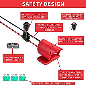 Power Wheels Adapter for Milwaukee 12V M12 Battery Adapter with Fuse & Switch,14 Gauge Wire Power Convertor for DIY RC Trucks, RC Toys, Robotics, Work Lights