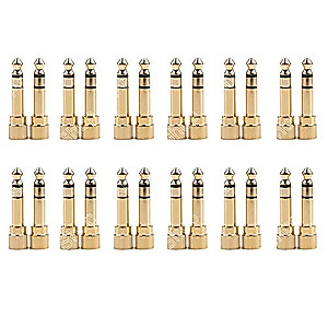 2 Pcs Adapter Brass Gold 1/4" 6.35mm to 3.5mm Plug Stereo Audio Headphone Screw mi