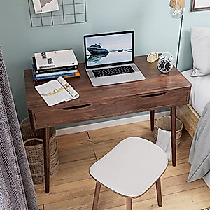 MJWDP Mid-Century Style Computer Desk Study Workstation Study Laptop Desk 2 Drawers