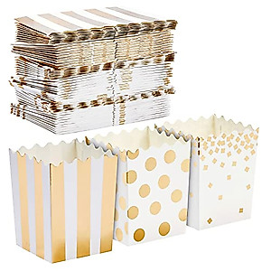 Juvale 60 Pack Mini Popcorn Boxes for Party, Gold Popcorn Containers for Movie Night Decorations (3 x 4 In)