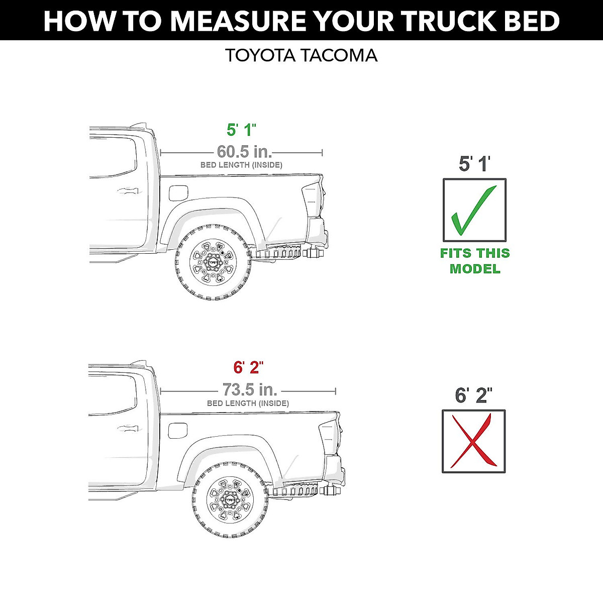 Gator EFX Hard Tri-Fold Truck Bed Tonneau Cover | GC44014 | Fits 2016 - 2023 Toyota Tacoma (fits with or w/o bedside storage boxes) 5' 1" Bed (60.5")