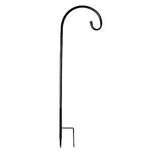 GSM Brands Shepherds Hook 32 Inch, Black, Adjustable Design.5 Thick Yard Decor for Hanging Up to 20 lbs.
