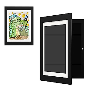 Children Art Projects 11.8'' x 8.3'' Kids Art Frames, A4 Art-Work Wooden Kid Art Frame Front Opening & Changeable Picture Display, Horizontal & Vertical Art Display for Kids Artwork, Crafts, Drawing (1 Pack/A4: 11.8 in*8.3 in, Black)