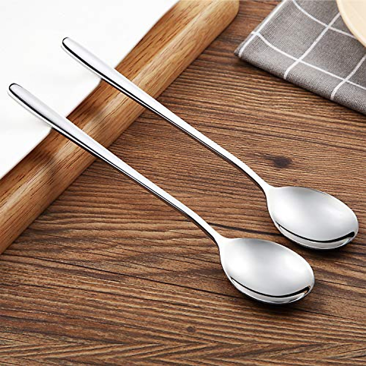 Spoons, Korean Soup Spoons,Stainless Steel Spoon with long Handle Set of 8