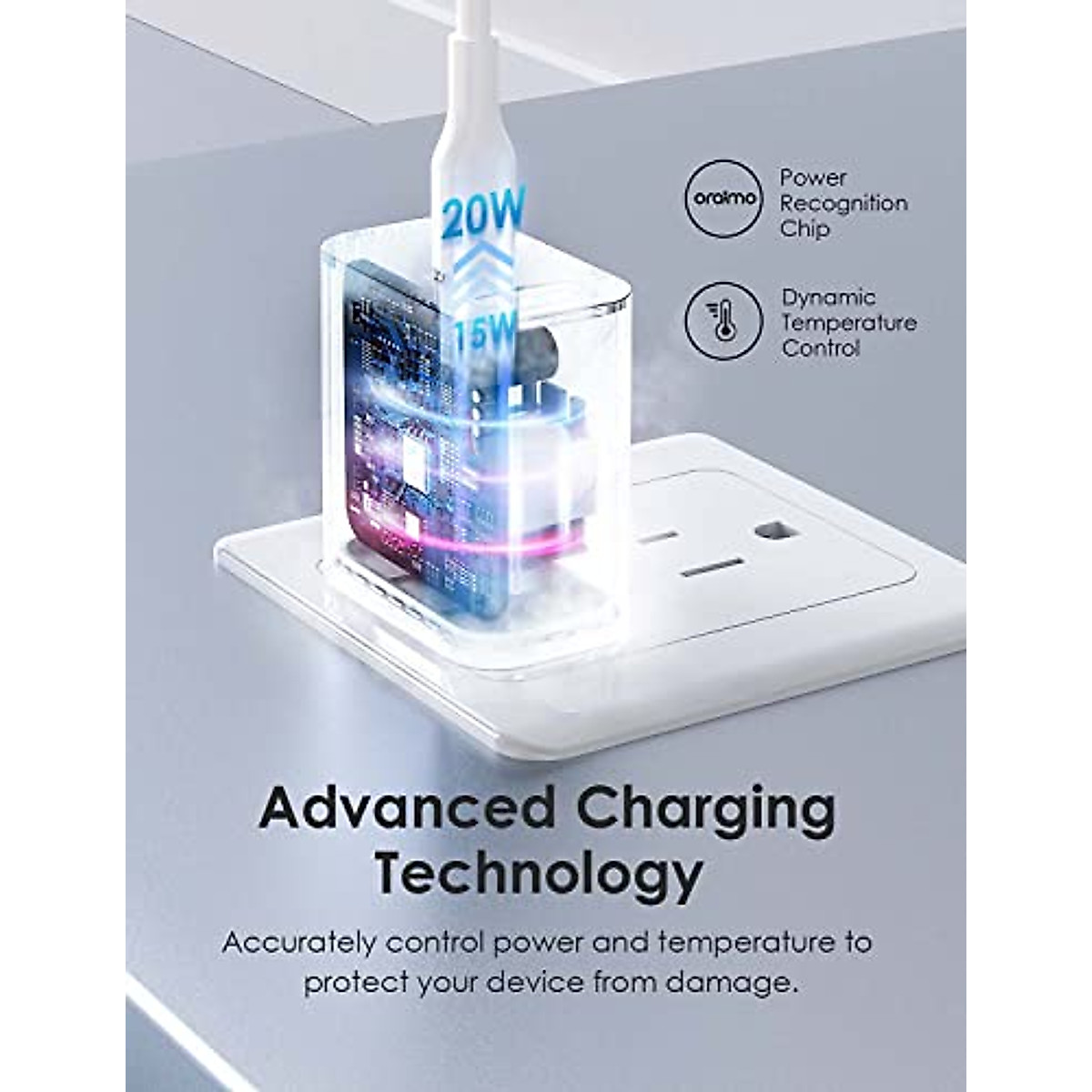 [2-Pack] USB C Wall Charger, oraimo Charger Block 20W, PD Fast Charging Power Adapter Plug for iPhone 14/13/12/11 Pro Max, Mini, Pro XR, Galaxy, Pixel 4/3, iPad/iPad Mini and More (White)