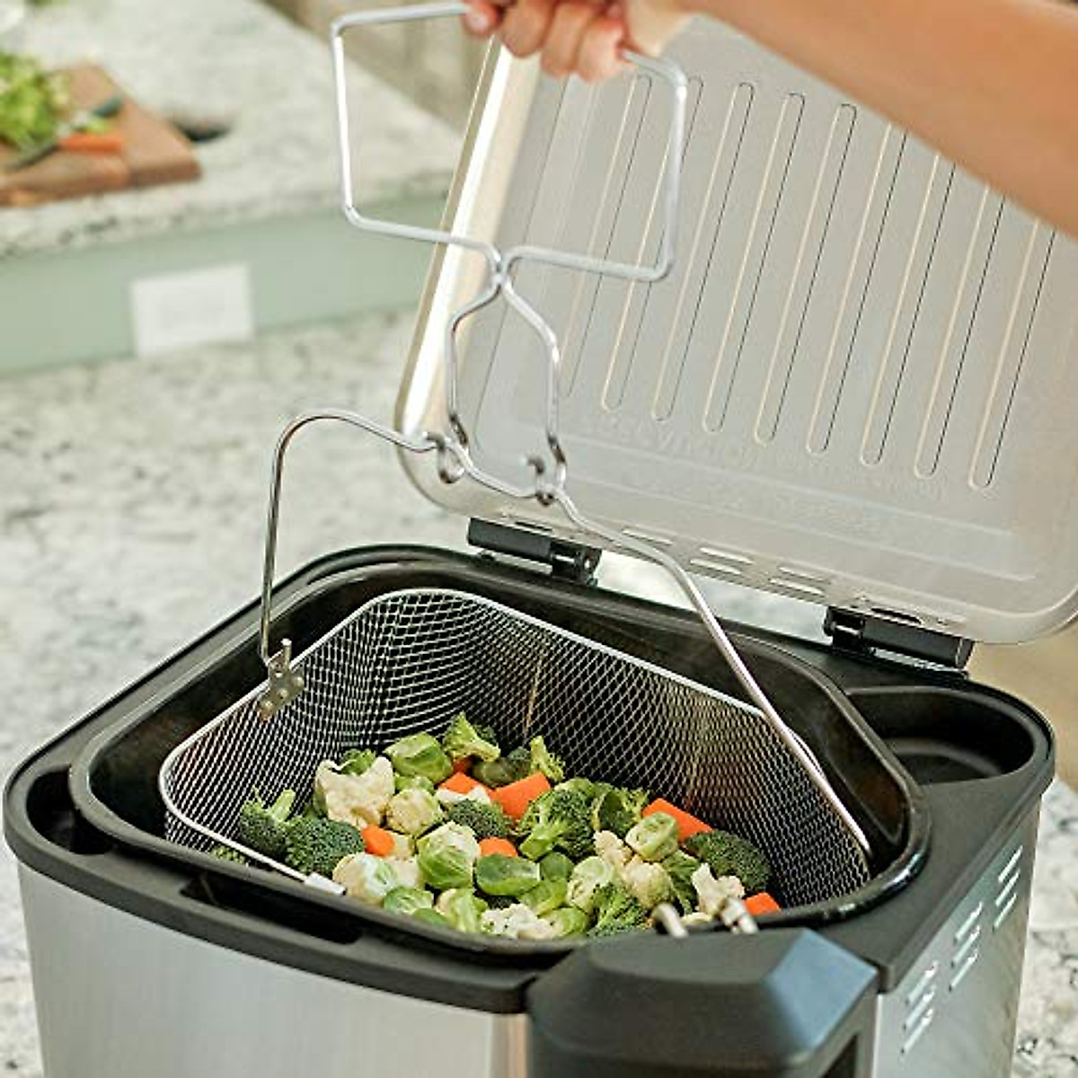 Masterbuilt MB20012420 Butterball XL 10 Liter Electric 3-in-1 Deep Fryer Boiler Steamer Cooker with Basket for Turkey, Seafood, & More, Silver