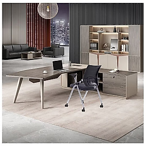 Folding office chair with wheels portable,comfy chair for desk,Home office chair ergonomic desk chair leather padded seats,desk chair for bedroom,conference training chairs for adults livingroom,black