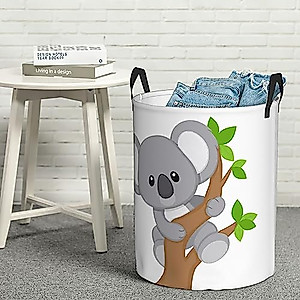Hugging Tree Koala Laundry Basket Protable Circular Laundry Hamper Storage Bin Organizer With Handles For Bathroom,Bedroom Clothes