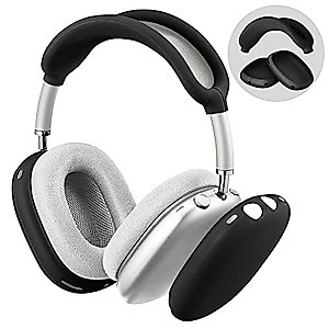 Fintie Silicone Case Cover for AirPods Max Headphones, Anti-Scratch Ear Cups Cover and Headband Cover for AirPods Max, Accessories Skin Protector for AirPods Max (Black)