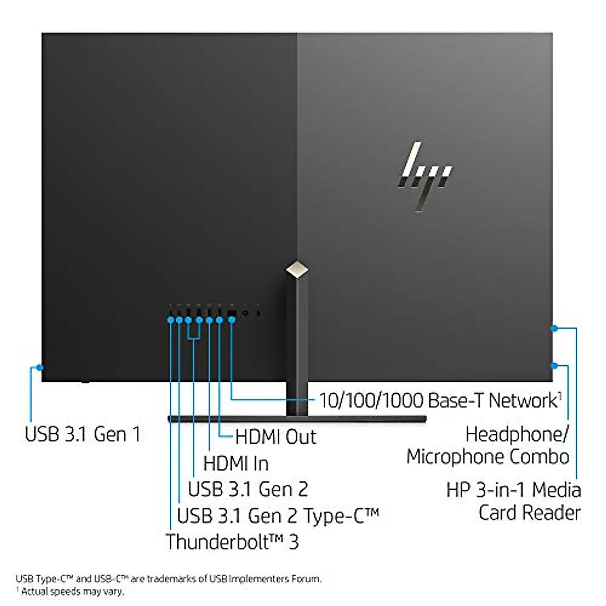 HP ENVY 32 All-in-One PC, 9th Gen Intel Core i7-9700 Processor, 4K UHD monitor, NVIDIA GeForce RTX 2060 graphics (6 GB), 32 GB RAM, 32 GB Intel Optane, 1 TB SSD, Windows 10 (32-a0040, Black) (6YR48AA)