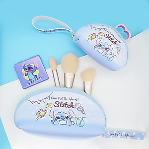 Kawaii Stitch Travel Cosmetic Bag & Coin Purse Set, Cosmetic Pouch Makeup Bag with Zipper, PU Travel Toiletry Bag Makeup Accessories Organizer, Foldable Storage Bags Makeup Pouch for Women Girls