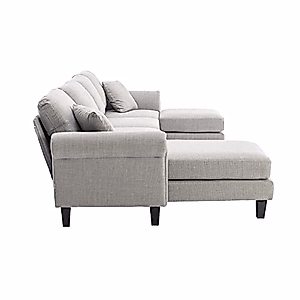 Olela U Shaped Modular Sectional Sofa for Living Room, Oversized Deep Seat Sofa Modern Linen Upholstered Sectional Couch with Chaise Lounge and Comfy Backrest (Light Gray)