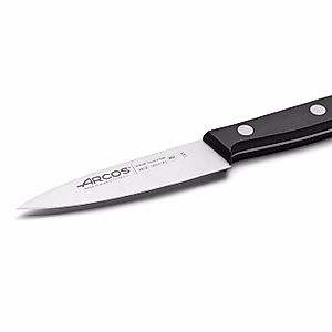 ARCOS Paring Knife 4 Inch Stainless Steel. Professional Knife for Peeling Fruits and Vegetable. Ergonomic Polyoxymethylene Handle and 100 mm Blade. Series Universal. Color Black