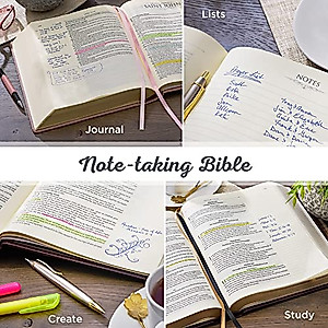 KJV Holy Bible, Note-taking Bible, Faux Leather Hardcover - King James Version, Brown/Pink