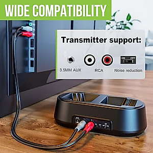 Caymuller Wireless Over Ear Wireless 2.4G Headphones for TV Watching with Universally Noise Cancelling Gaming Headset Hi-Res Audio Deep Bass Memory Foam Ear Cups,Wireless Charging, 40Hr,No Delay