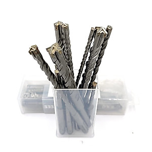 JFOGO 10 Pieces Carbide-Tipped SDS-Plus Rotary Hammer Drill Bit Set for Concrete，Brick,Block,Stone,Masonry