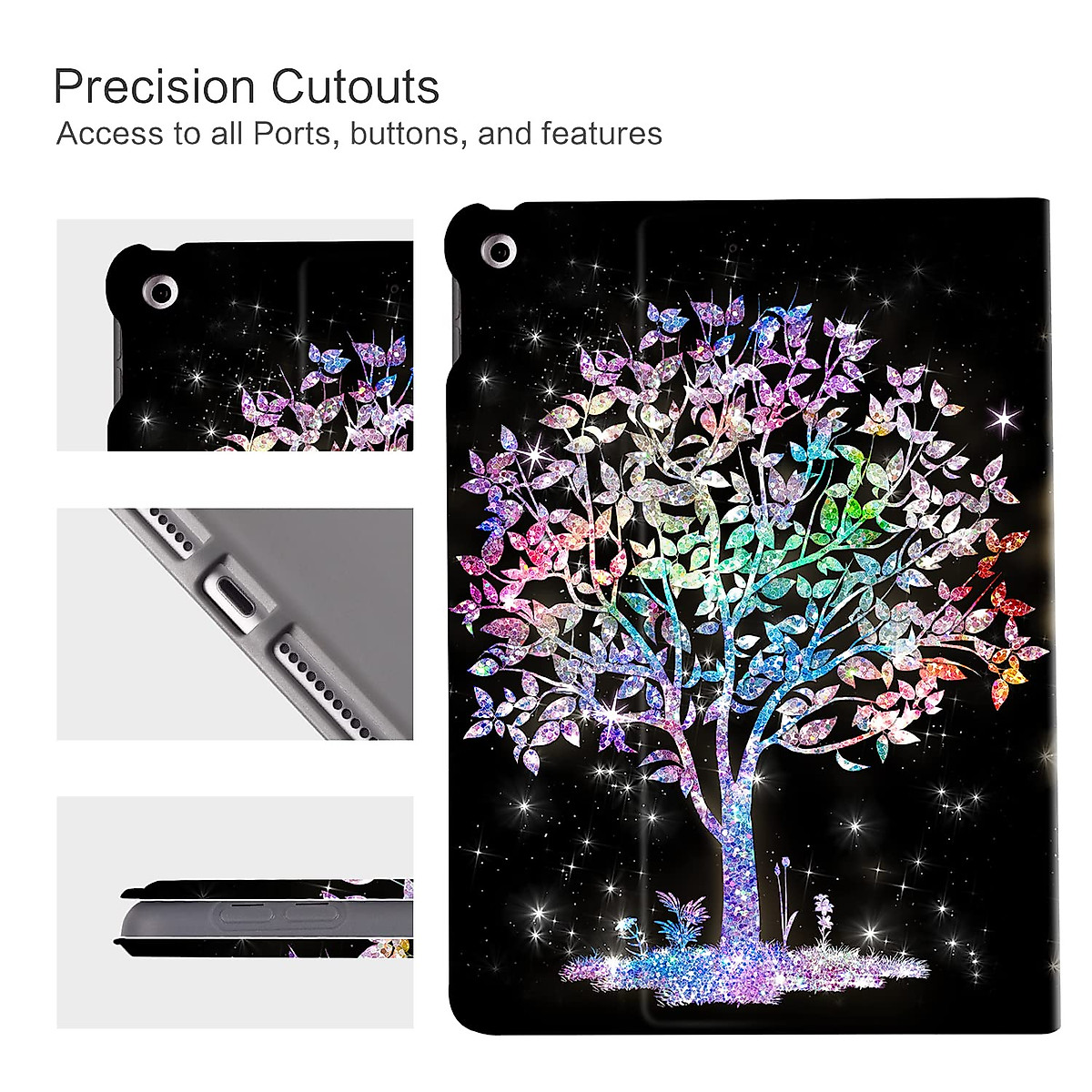 Vimorco Shell Case for ipad 9th Generation 2021/ ipad 8th Generation 2020/ ipad 7th Gen, ipad 10.2 inch Case, Soft Rubber Back Cover, Multiple Stand Auto Wake/Sleep, Glowing Tree