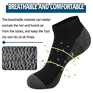 COOVAN 10 Pack Mens Ankle Low Cut Socks Athletic Cushion Casual Socks