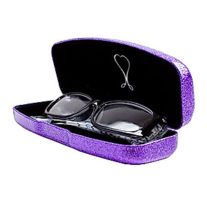 SPUNKYsoul Mystic Purple Medium Premium Fashion Women's Hard Eyeglasses Case | Smooth Glitter | Bonus Cleaning Cloth