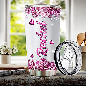 WONWIX Personalized Elephant Tumbler Coffee Mugs Gifts For Women Funny Cute Jewelry Elephants Travel Drinking Cup For Adults Birthday Christmas Valentine 20oz Stainless Steel Cups With Lid