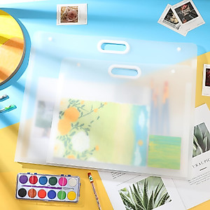 4 Pcs Art Portfolio Folder for Artwork Plastic Art Portfolio Waterproof Art Portfolio with Handles Large Art Portfolio Case Art Poster Storage Containers, 22.44 x 17.32 Inch, 17.32 x 13.22 Inch
