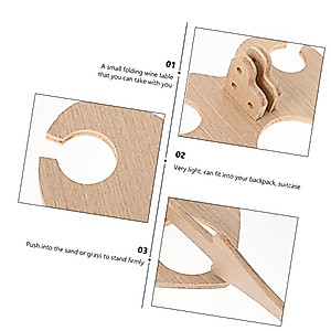 Anneome 1pc Unique Tray Board Holders Bottle Holder for Wooden Home Desk Foldable Design Beach Picnic Outside Heart Glass Rack Serving with Food Sand and Storage Party Wood Shaped Grass