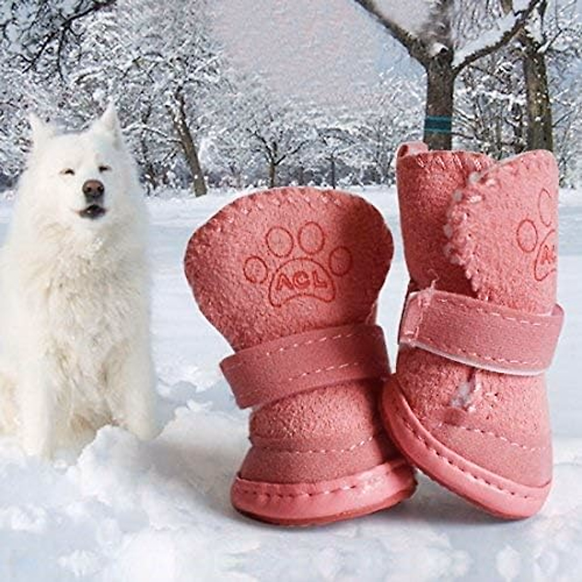 URBEST Dog Shoes with Hook Loop Closure Booties Pet Dog Chihuahua Shoes Boots, 4Pcs (1#, Pink)