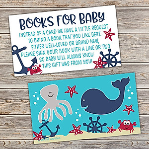 50 Nautical Books for Baby Shower Request Cards - Invitation Inserts - Gender Neutral