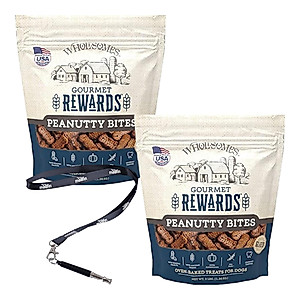 moofin SPORTMiX Wholesomes Gourmet Peanutty Bites, 3 lb - Crunchy Dog Biscuits with Peanut Butter, Oats & Honey, Bundle SS Pet Training Whistle Bundle - Nutritious Snack, Resealable Bag (2-Pack)