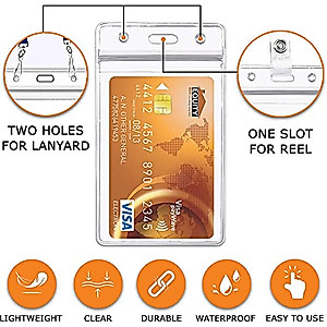 YENGON 6 Pcs ID Card Holders, Vertical & Horizontal ID Badge Holder, Premium Clear Plastic ID Holders for Badges, Card Protector Waterproof for Work ID Card ( Horizontal Vertical)