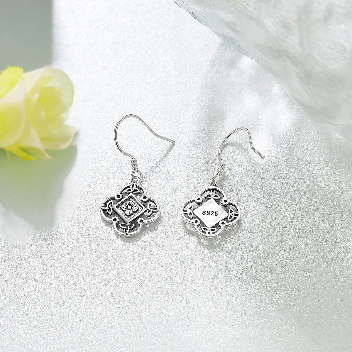 Celtic Knot Drop Earrings 925 Sterling Silver Irish Knot Vintage Dangle Earrings Celtic Knot Jewelry Gift for Women