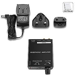 TNP Portable Headphones Amplifier Stereo Headphone Earphone Amp Volume Control Audio Booster with RCA Input 3.5mm 6.3mm Output Jack & Power Switch