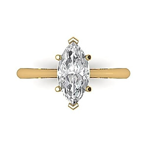 Clara Pucci 1.50 ct Marquise Cut Solitaire Moissanite Engagement Wedding Bridal Promise Anniversary Ring 18K Yellow Gold Size 5