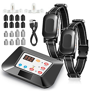 Rivulet Electric Wireless Dog Fence System Electric Dog Fence Pet Fence Wireless, 2-in-1 Dog Boundary Containment System&Rechargeable Shock Training Collar Range 990FT for Small Medium Large Dogs