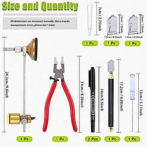 Keadic Glass Cutting Tool Set Contains Glass Running Pliers, 2mm-20mm Oil Feed Carbide Tip with 3 Bonus Blades, Calibrated Portable Circular Glass Cutter for Mirrors Windows Mosaic Stained Glass