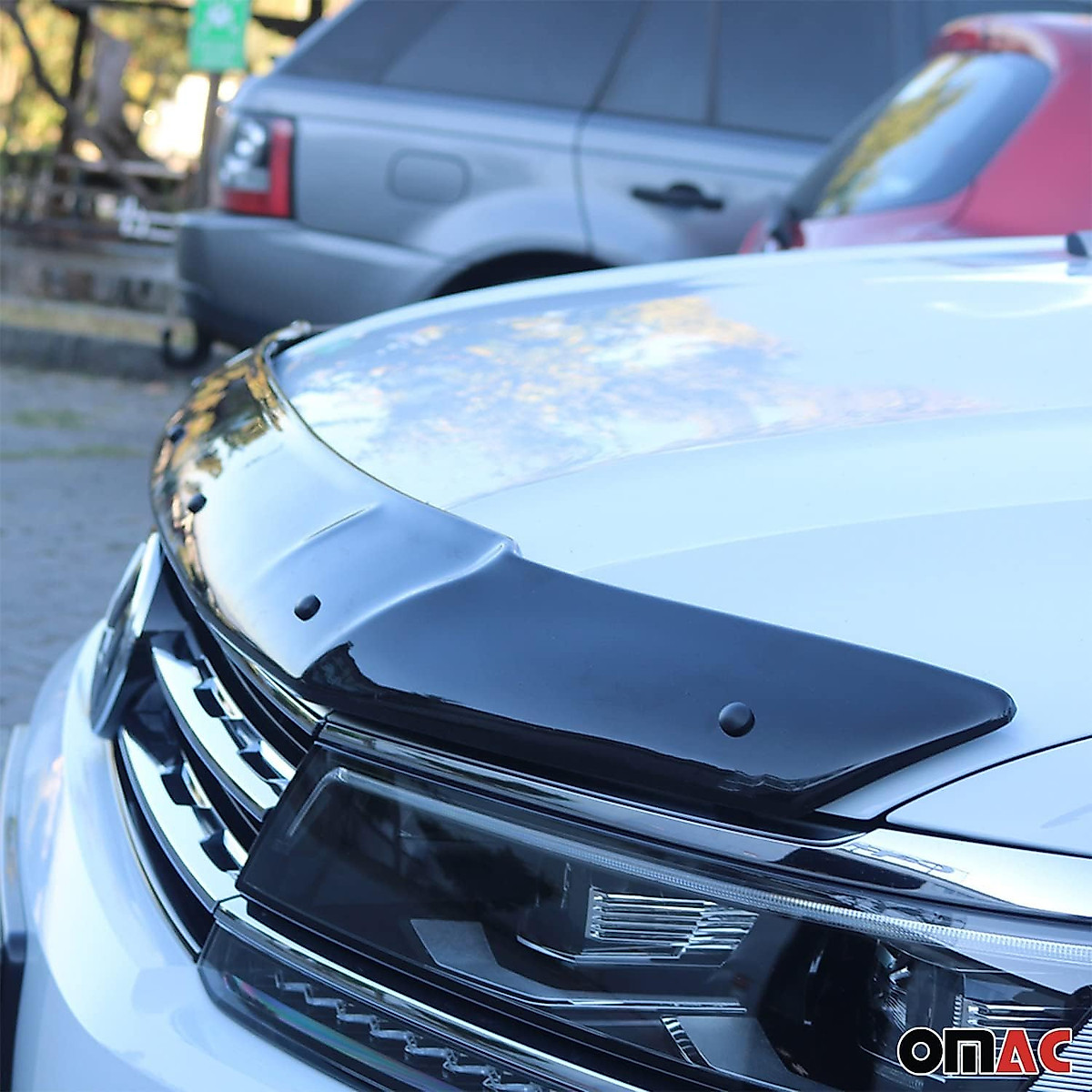 OMAC Front Bug Shield Hood Deflector Guard for VW Tiguan 2018-2021 Black Smoke