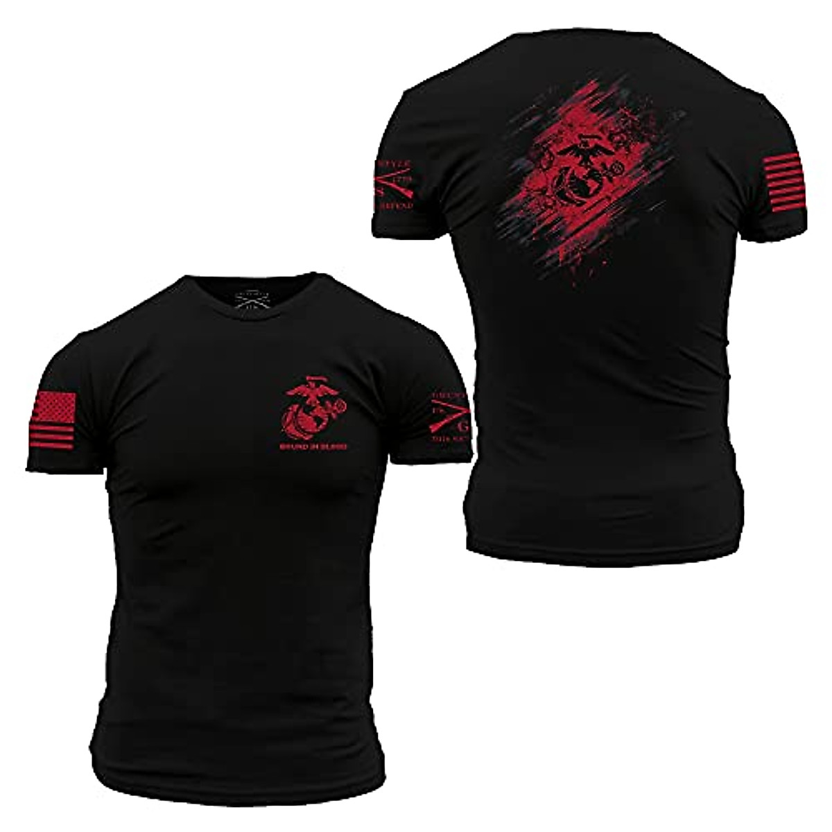 Grunt Style USMC Bound in Blood Men's T-Shirt (Black, XLarge)