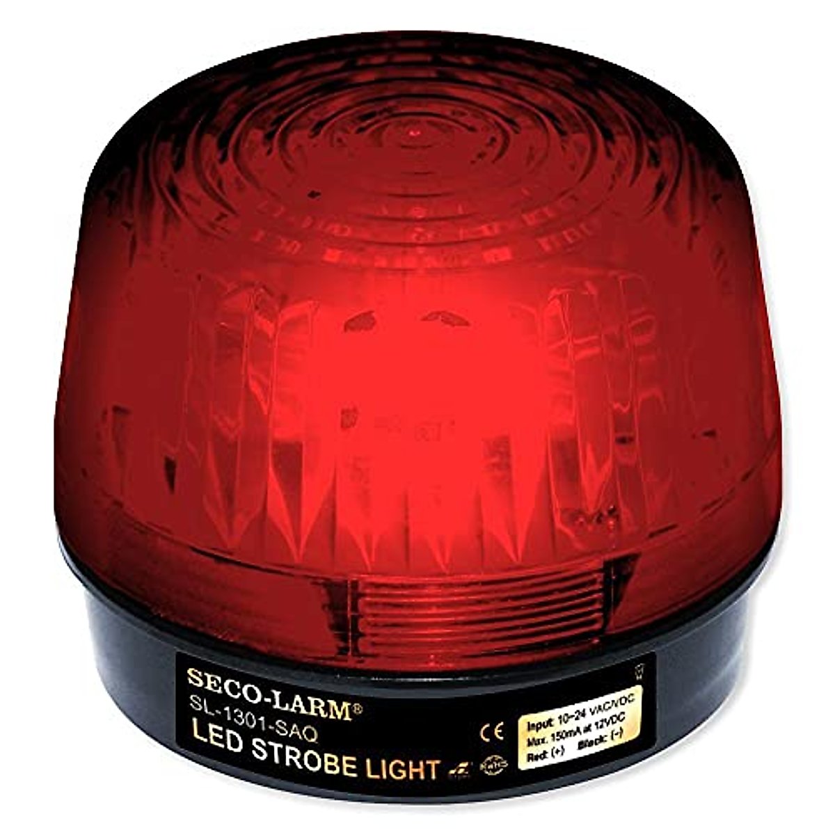 Seco-Larm Enforcer LED Strobe Light with Built-In Programmable Siren, Red