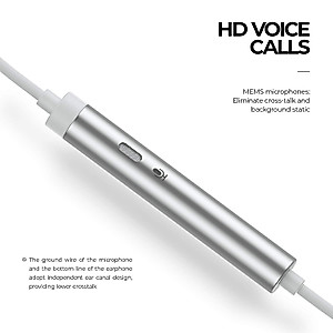 Linklike Earbuds in-Ear Headphones Deep Bass Wired Earbuds with Mic Noise Isolating Hi-Res Quad Drivers Earphones Volume Control Ear Bud Tips Lightweight 3.5mm for iPhone Samsung Laptops