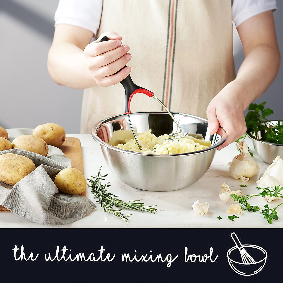 WHYSKO Stainless Steel Mixing Bowls With Lids Set, 5 Sizes Nesting Mixing Bowls for Your Kitchen Meal Prep, Cooking, Baking, and Food Storage (Silver Bowls - With Black Lids)