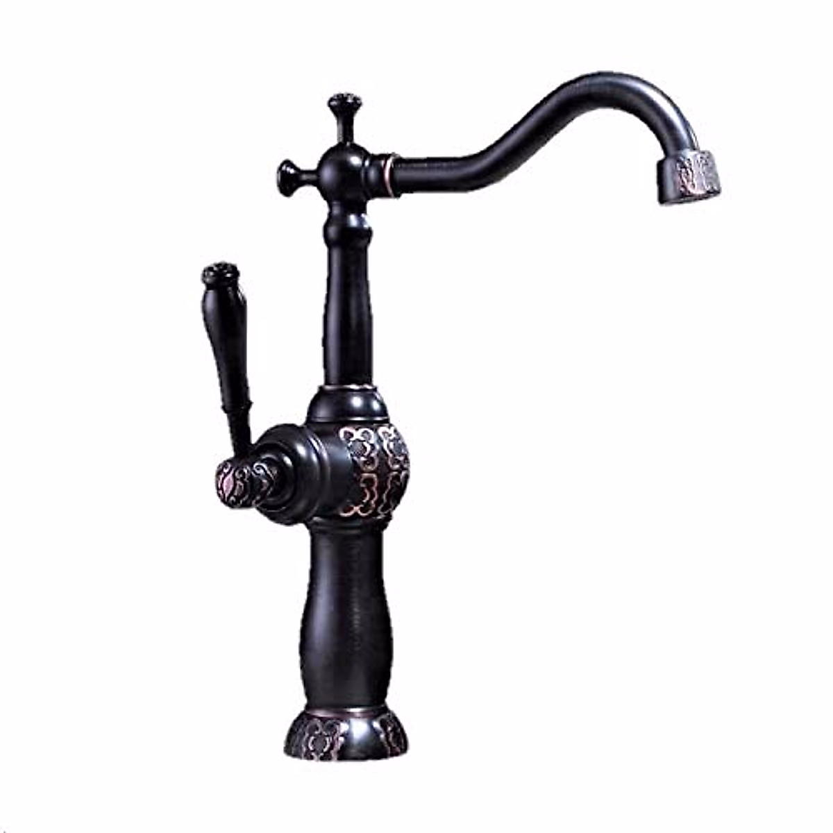 SimplyCopper 15" Round Vintage Look Copper Bucket Vessel Sink with GREEN Patina with Drain and 13" ORB Clayborne Vessel Filler Faucet