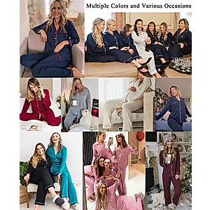 Womens Pajamas Long Sets V-Neck Long Sleeve Long Sleepwear Pj Sets Coral With Dots Small