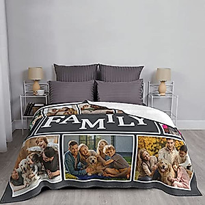 Mothers Day Custom Blankets with Family Photos Personalized Picture Throw Blankets Customized Family Blanket with Photo Blanket Birthday Gifts for Family Mom Mother Grandma Nana Dad Adult Kid 50x60