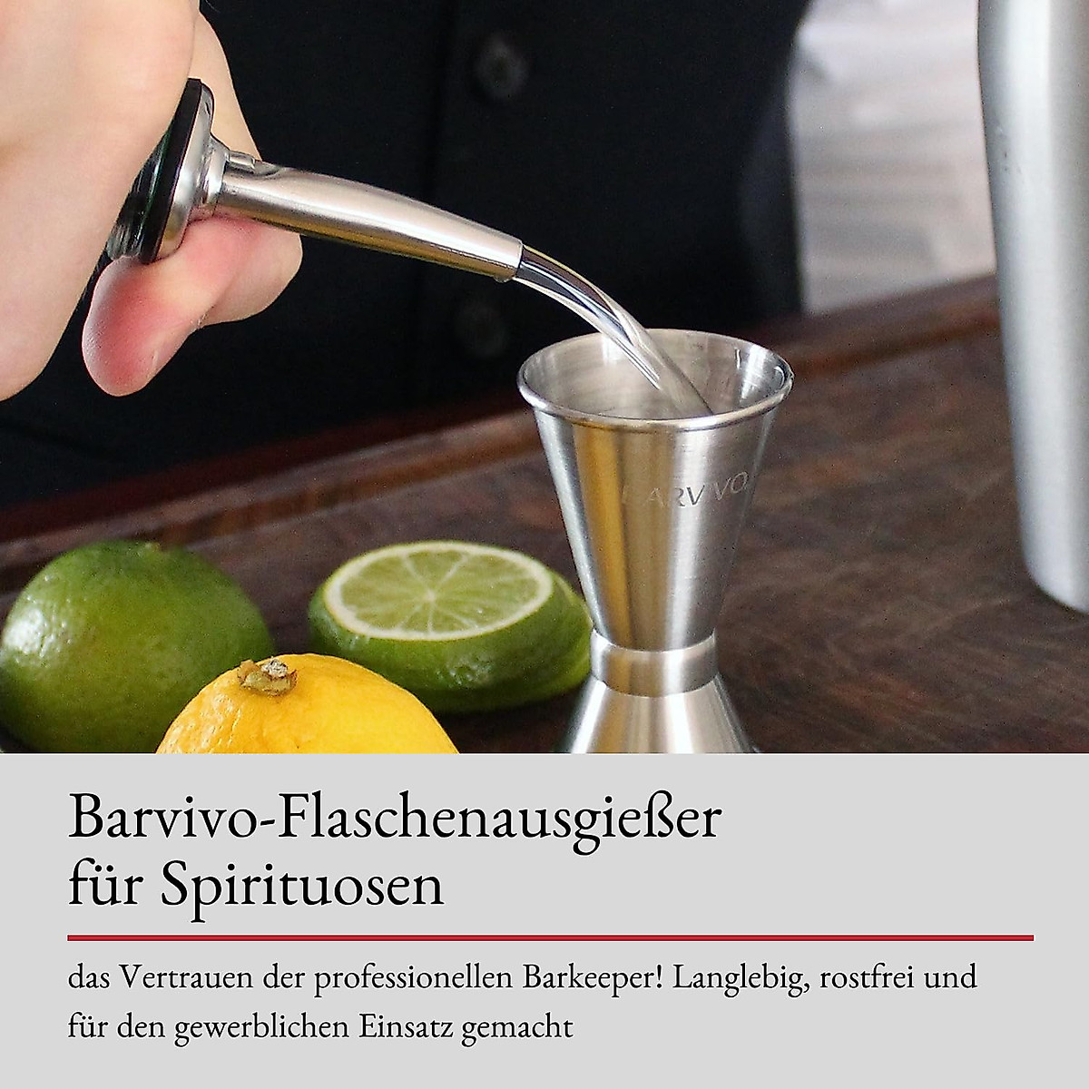 Barvivo Liquor Bottle Pourers Set of 2 - Professional Bottle Pourers for Alcohol with Tapered Spout - Free Flow Pour Spouts for Liquor Bottles, Wine, Spirits, and Olive Oil