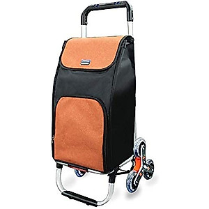 Shopping Trolley on Wheels Multi Function Shopping Cart Aluminum Climbing Stairs with 6 Round Folding Trolley Storage Hand Trucks,Black ,
