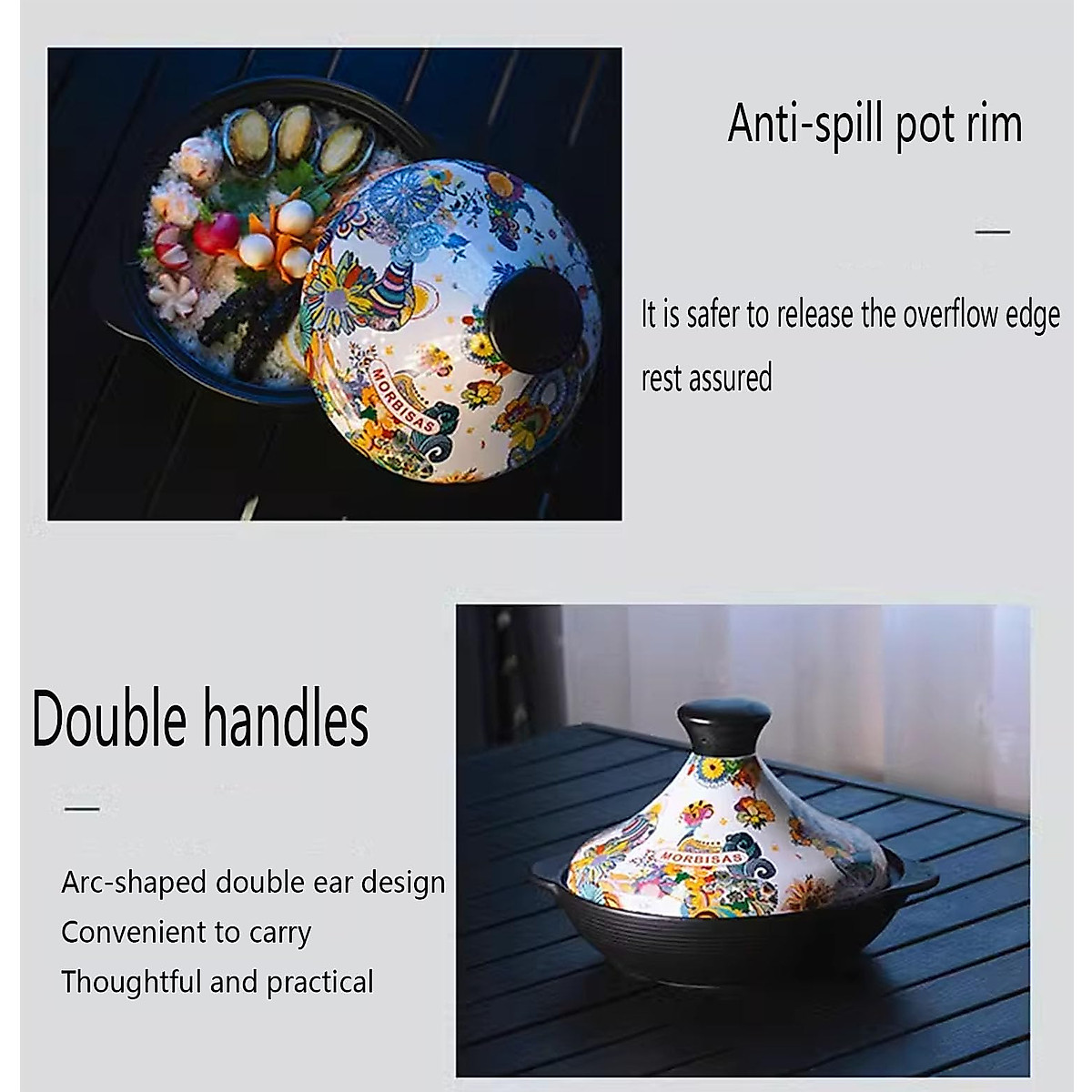 GFHVDC tagine pot moroccan for cooking Tagine Pot Enameled Cast Iron Casserole Non Stick Saucepan Exotic Stew Pot with Lid Oven Safe Dish w Large Capacity, Cone Shaped Lid, Cookware Gift,2.2l