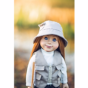 The Queen's Treasures 18 Inch Doll Clothes & Accessories, 4 Pc Fishing Outfit with Pants, Hat, Vest & Shirt, Compatible for Use with American Girl Dolls, Doll NOT Included
