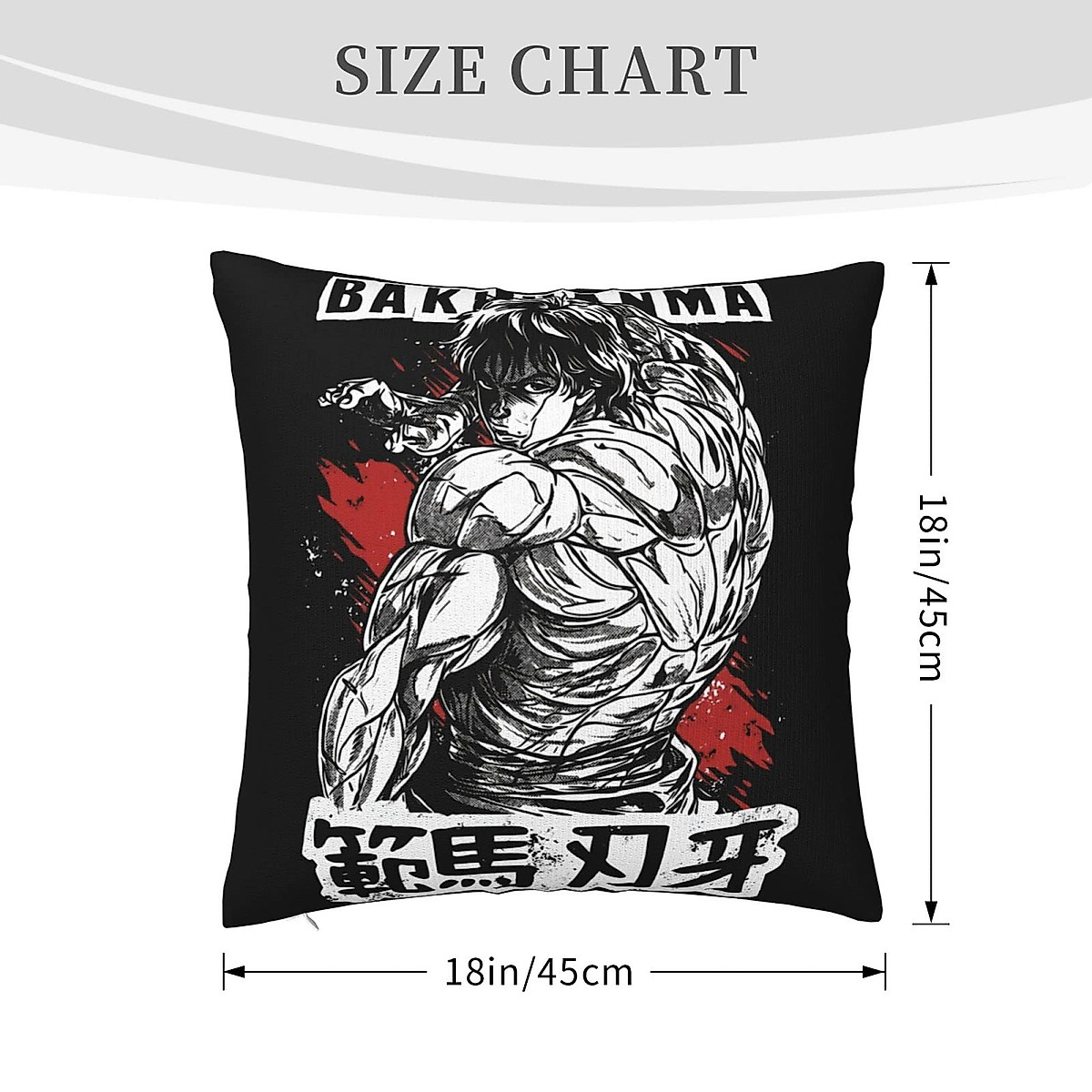 Flokoo Anime Baki The Grappler Baki Hanma Throw Pillow Cases Dorm Decor for Bedroom Living Room 18x18 Inch