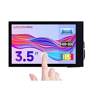 waveshare 3.5inch IPS Capacitive Touch LCD Display, Compatible with Raspberry Pi 5/4B/3B/Zero/Zero W/Zero 2W/Pico/Pico W/Pico WH, 480×800, Adjustable Brightness